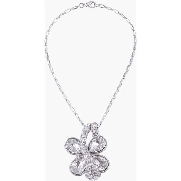 MODENAIRE Butterfly Crystal Drop Pendant Necklace - Silver