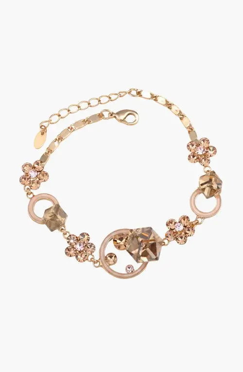 MODENAIRE Crystal Daisy Flower Adjustable Bangle Bracelet - Gold