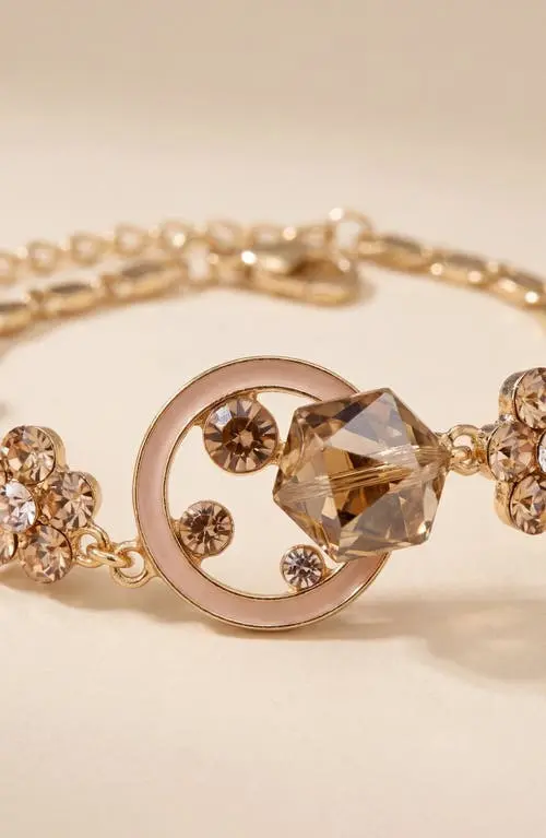 MODENAIRE Crystal Daisy Flower Adjustable Bangle Bracelet