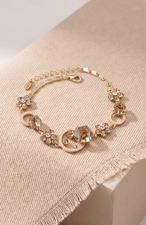 MODENAIRE Crystal Daisy Flower Adjustable Bangle Bracelet