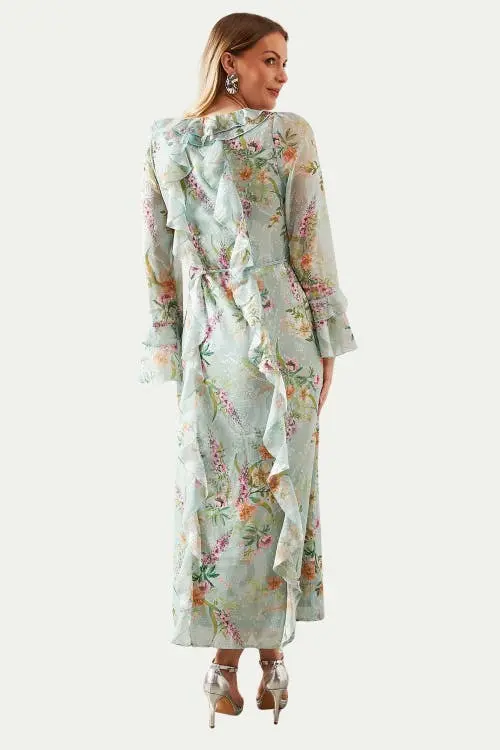 WALLIS Floral Ruffle Belted Midaxi Dress