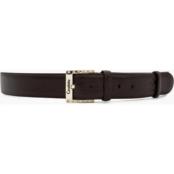 CAVALINHO Classic Leather Belt With Rhinestone Buckle - Brown