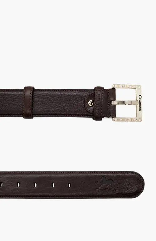 CAVALINHO Classic Leather Belt With Rhinestone Buckle - Brown