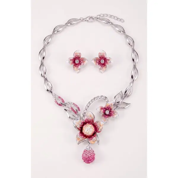 MODENAIRE Flower Necklace And Earrings Set