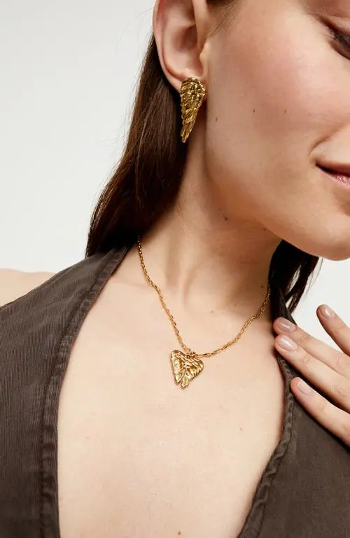 UNODE50 18k -plated Necklace With Wing Motif