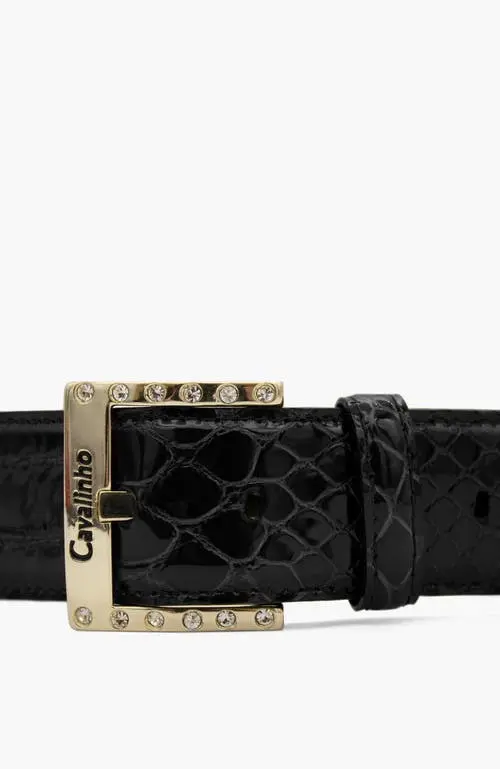 CAVALINHO Gallop 808 Patent Leather Belt With Rhinestone Buckle