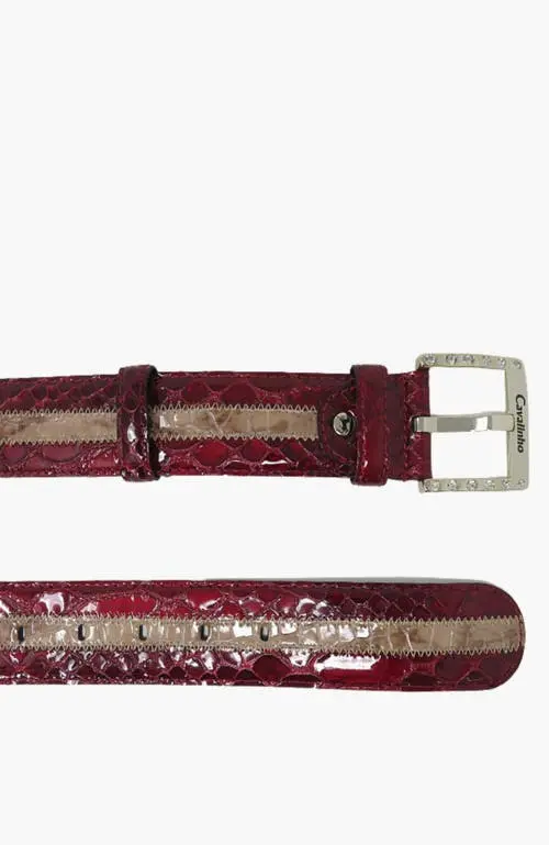 CAVALINHO Two-tone Patent Leather Belt With Embellished Buckle