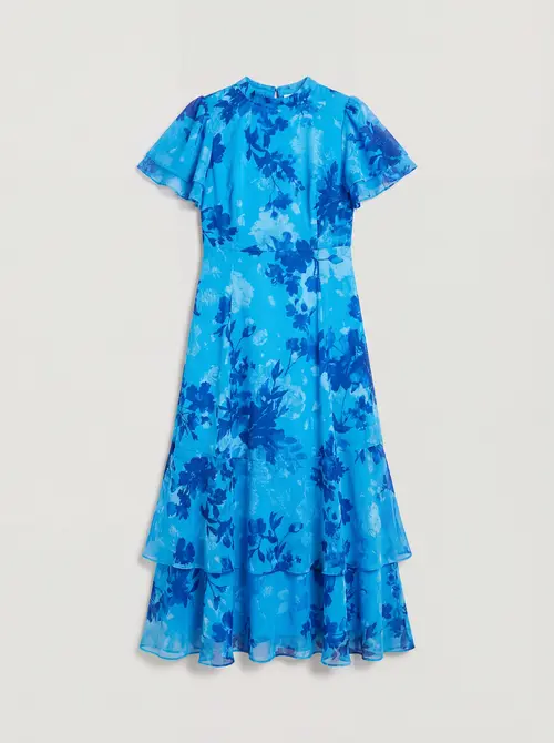 WALLIS Floral Burnout Ruffle Midi Dress