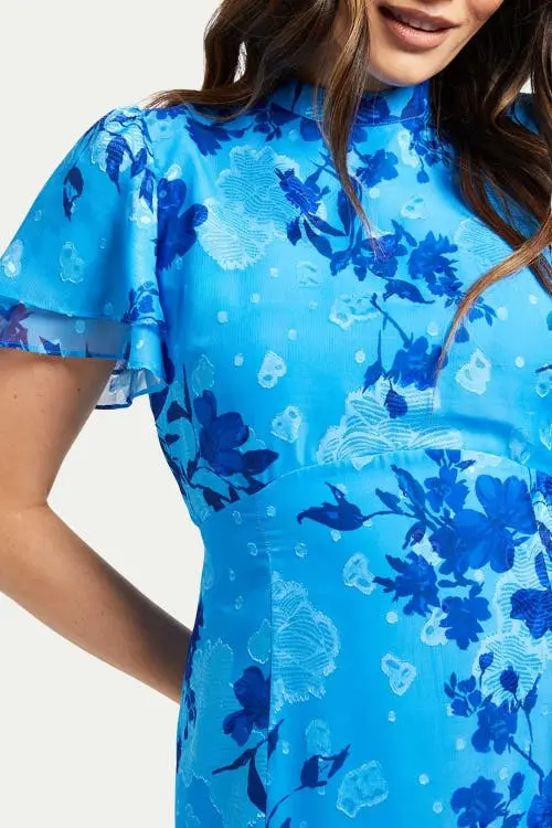 WALLIS Floral Burnout Ruffle Midi Dress