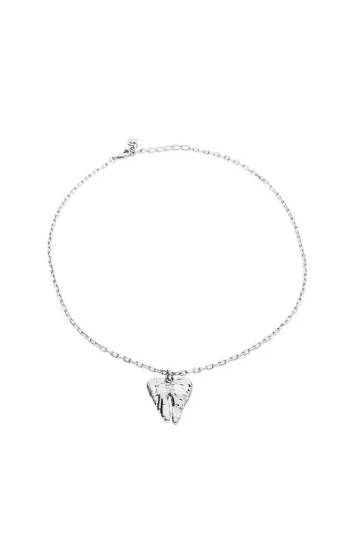UNODE50 Sterling Plated Necklace With Wing Pendant - Silver
