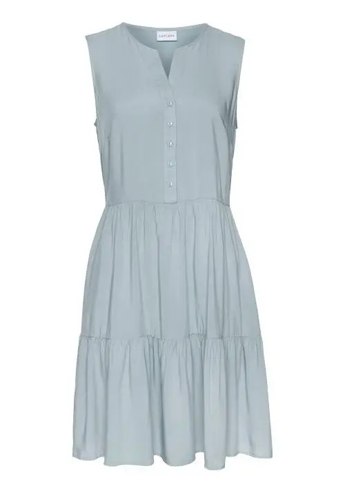 LASCANA Sleeveless Notch Neck Tiered Dress