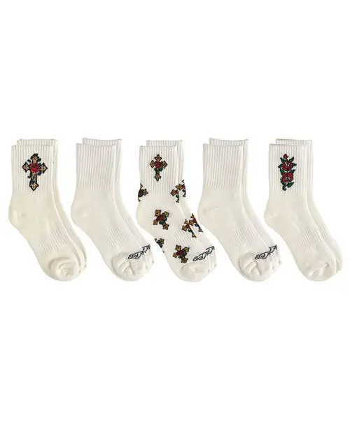 Ed Hardy Rose Cross Print Socks