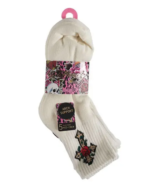 Ed Hardy Rose Cross Print Socks