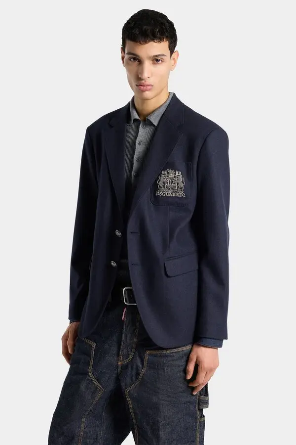 Dsquared2 College Relaxed Shoulder Jacket With Embellished Emblem