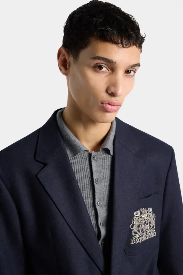Dsquared2 College Relaxed Shoulder Jacket With Embellished Emblem