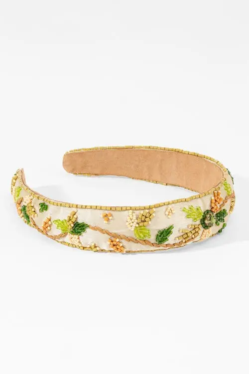 HAIR DRAMA CO Golden Vine Embroidered Headband