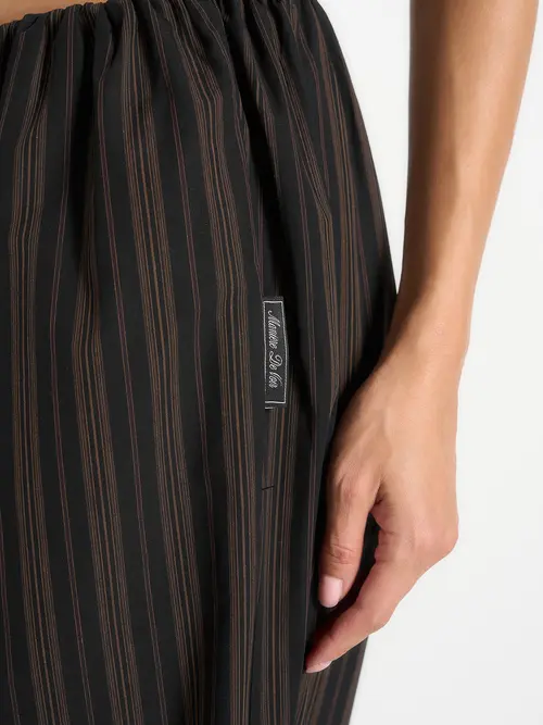 Manière De Voir Maniere De Voir Ivanna Striped Cotton Elasticated Wide Leg Pants
