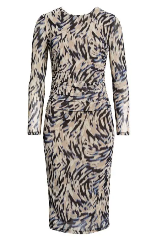 Anne Klein Ruched Mesh Midi Dress