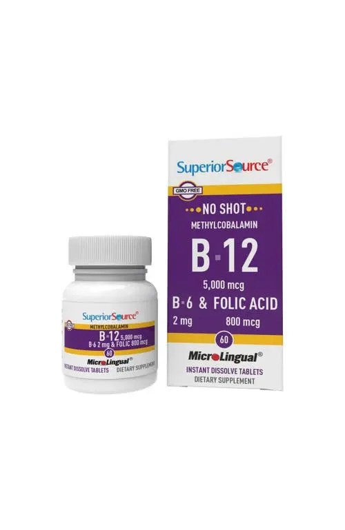SUPERIOR SOURCE Methylcobalamin B-12 B-6 Folic Acid Sublingual Dissolving Tablets