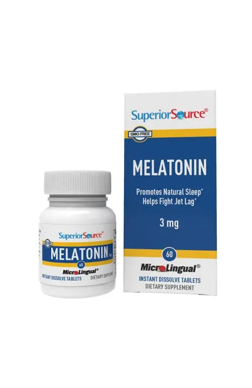 SUPERIOR SOURCE Melatonin Sublingual Dissolving Tablets With Chamomile Sleep Support - White