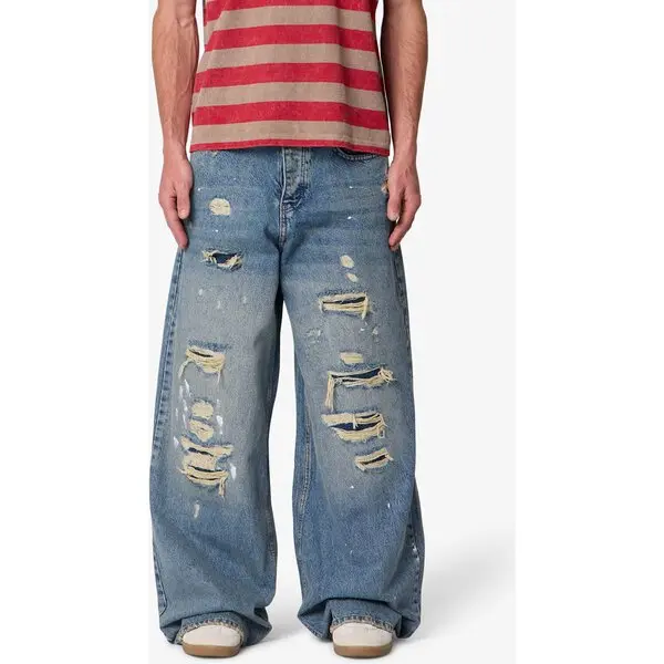Mnml Relaxed Fit Wide Leg Ripped Jeans