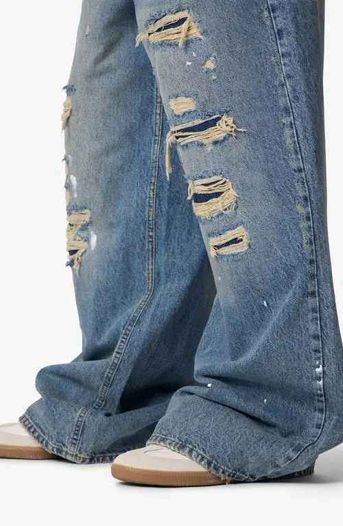 Mnml Relaxed Fit Wide Leg Ripped Jeans