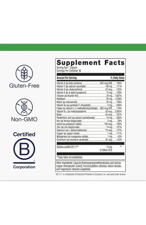 METAGENICS Ultraflora Probiotic Multivitamin Capsules 30 Capsules