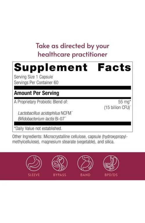BARIATRIC ADVANTAGE Floravantage Balance Probiotic Capsules Digestive Support Supplement 60 Count