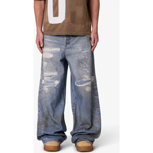 Mnml Oil Stain Printed Relaxed Wide Leg Jeans
