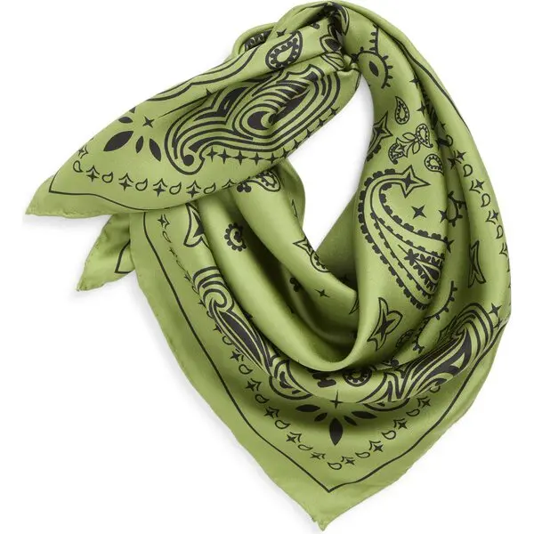 LOST PATTERN Paisley Silk Bandana - Soft Olive