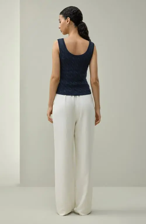 Lilysilk Silk-cotton Cable-knit Tank - Navy Blue