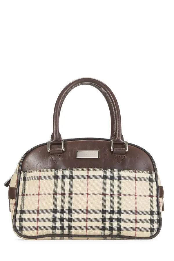 Burberry Check Bowling Bag - Brown