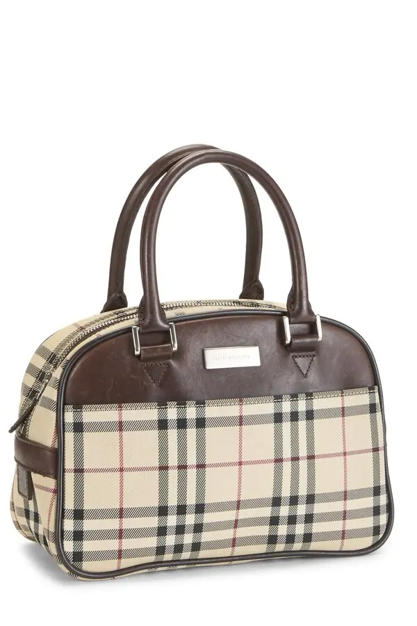 Burberry Check Bowling Bag - Brown