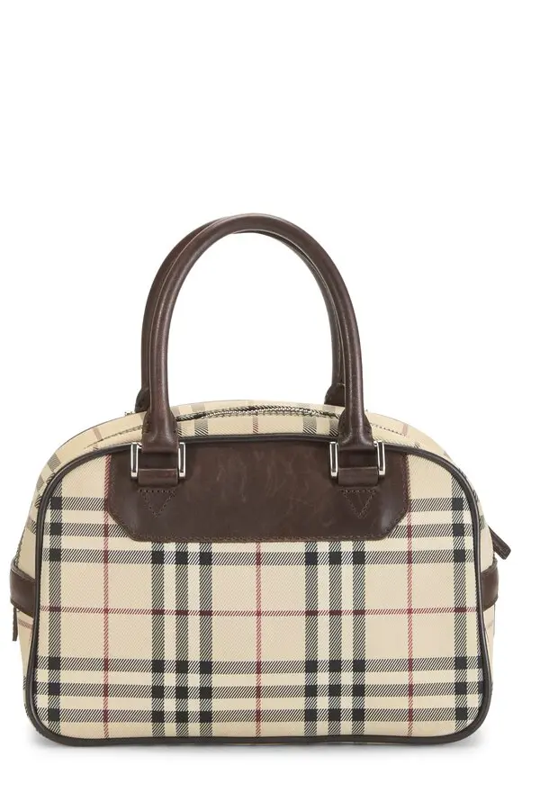 Burberry Check Bowling Bag - Brown