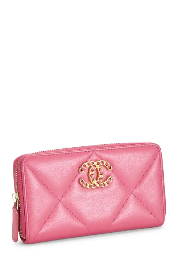 Chanel Quilted Lambskin 19 Zip Around Wallet