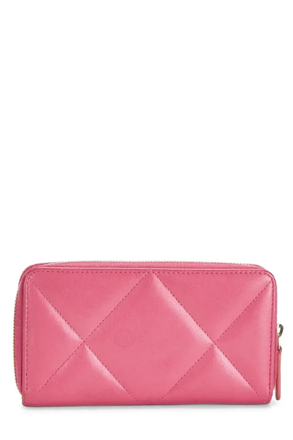 Chanel Quilted Lambskin 19 Zip Around Wallet