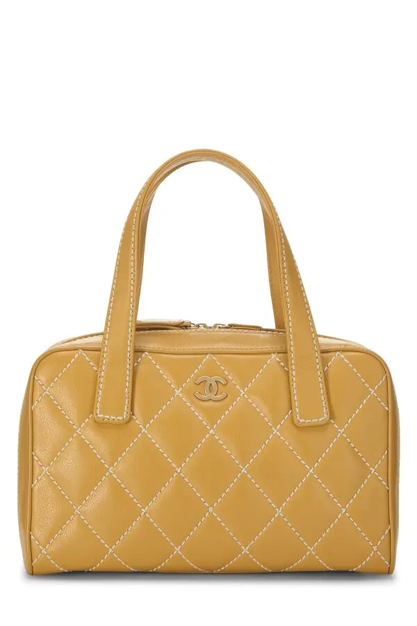 Chanel Leather Wild Stitch Boston Bag - Yellow