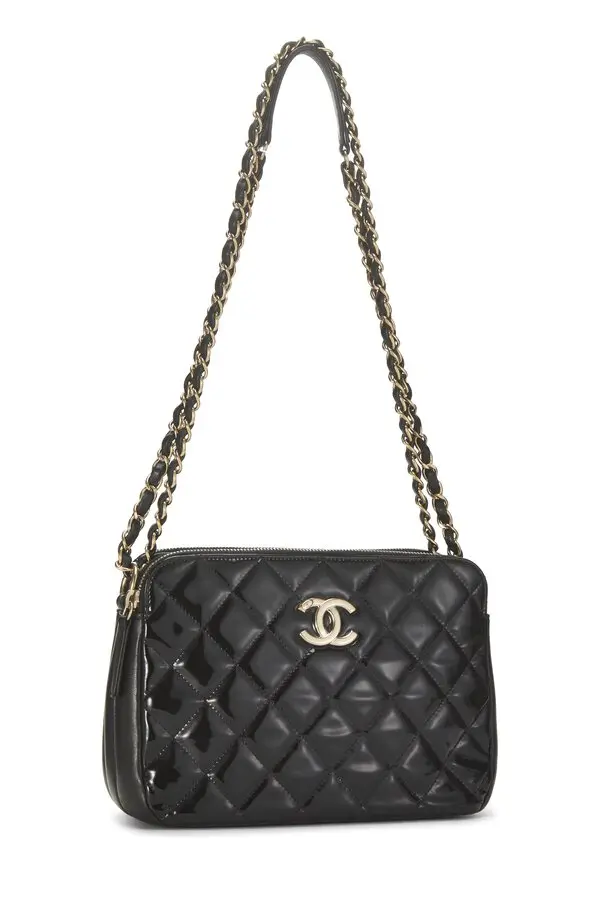 Chanel Patent Leather Double Zip Camera Bag