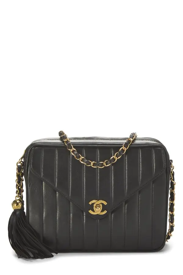Chanel Lamskin Vertical Camera Bag - Black