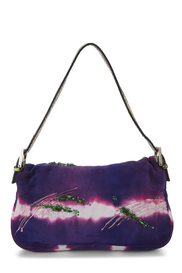Fendi Embellished Suede Baguette With Python Accents