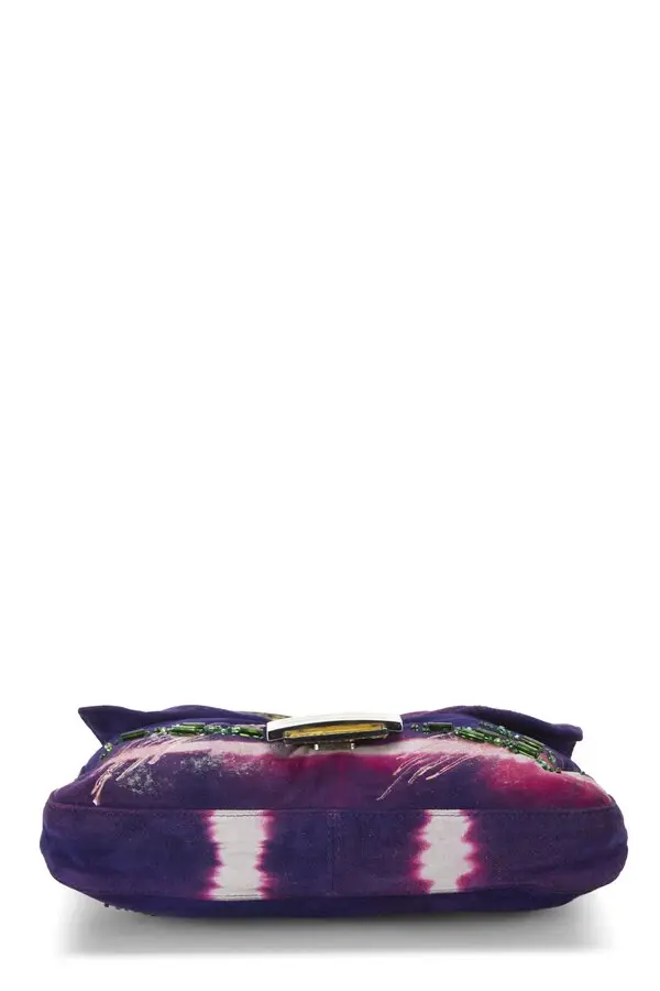 Fendi Embellished Suede Baguette With Python Accents