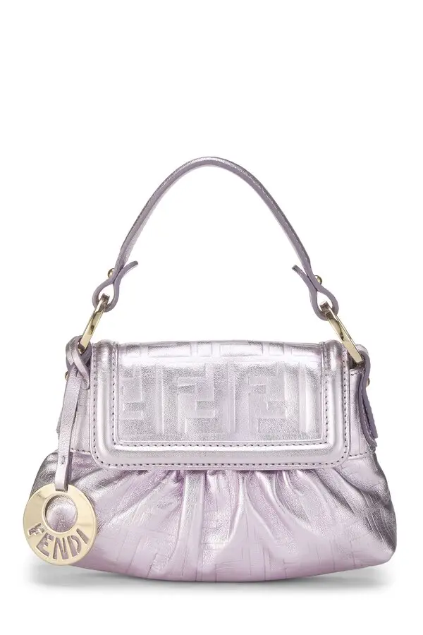 Fendi Metallic Zucca Embossed Leather Baguette