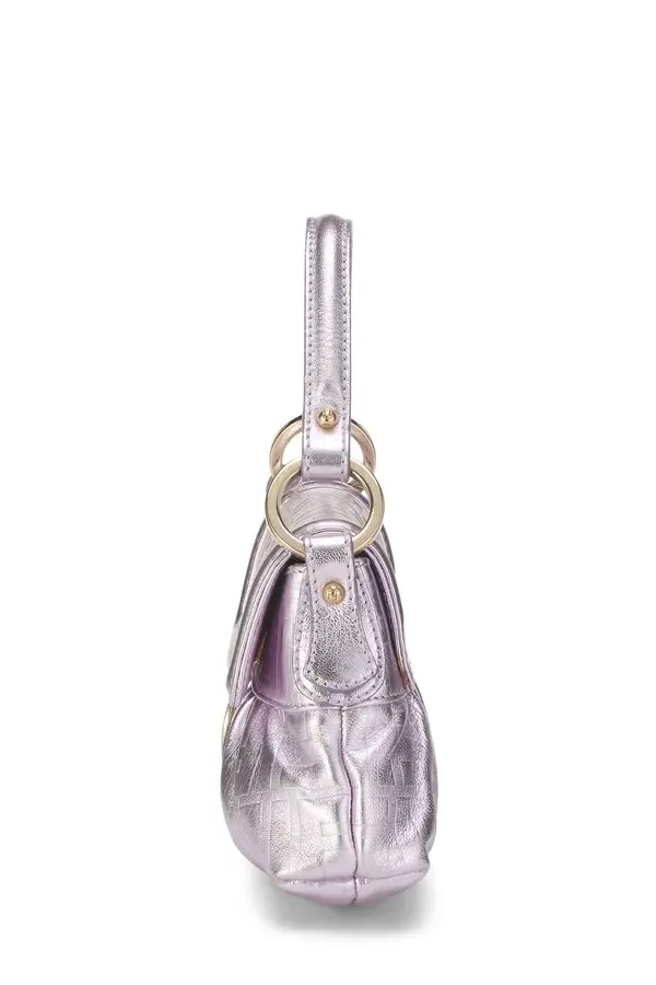 Fendi Metallic Zucca Embossed Leather Baguette