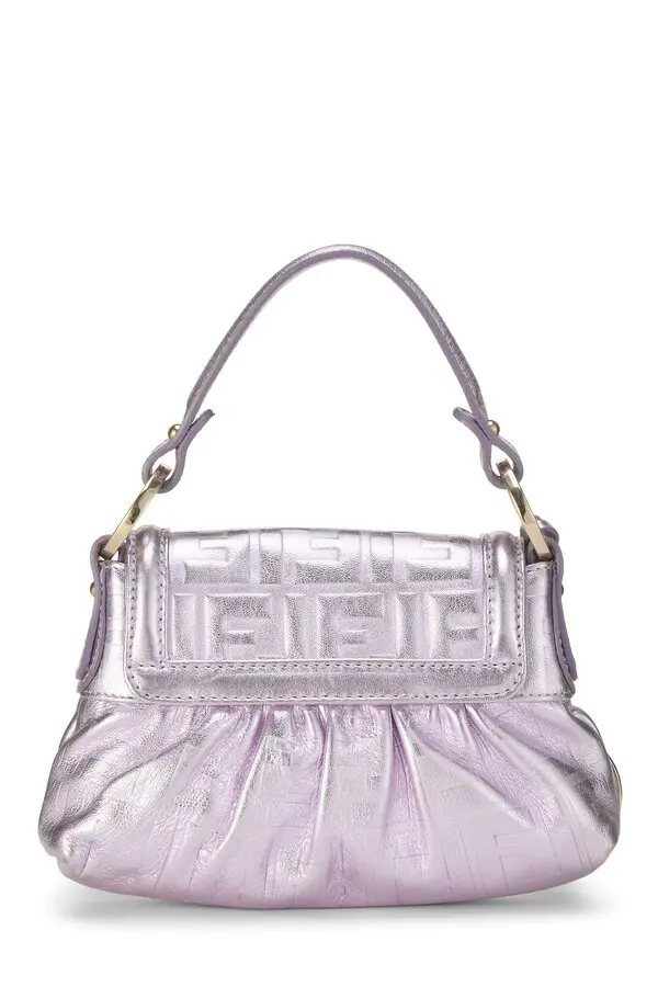 Fendi Metallic Zucca Embossed Leather Baguette
