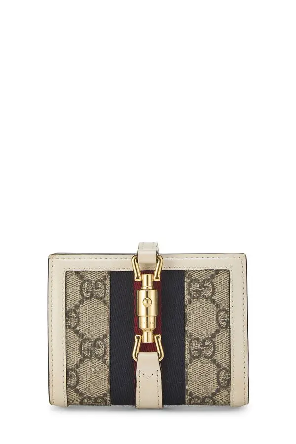 Gucci Original Gg Supreme Canvas Jackie Compact Wallet - White