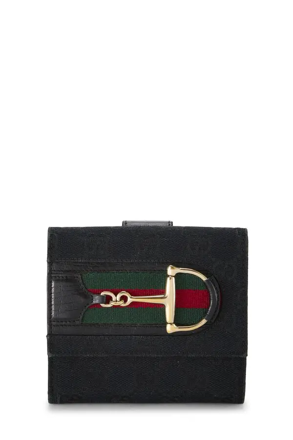Gucci Gg Canvas Web Horsebit Wallet - Black