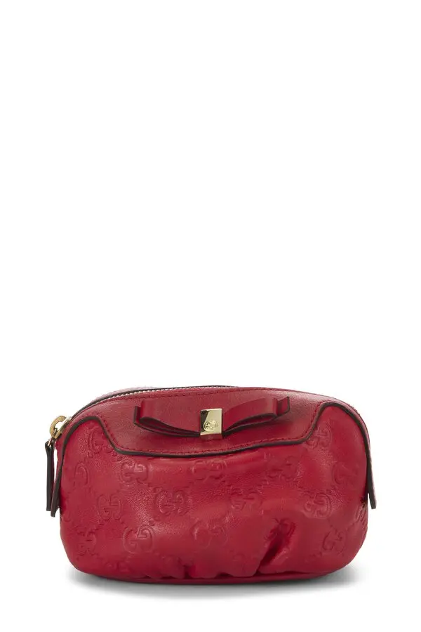 Gucci Ssima Leather Cosmetic Pouch - Red