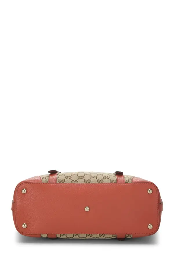 Gucci Original Gg Canvas Tote With Leather Trim - Orange