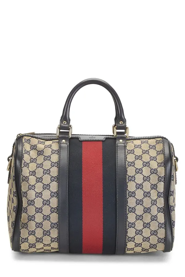 Gucci Gg Canvas Vintage Web Boston Bag - Navy