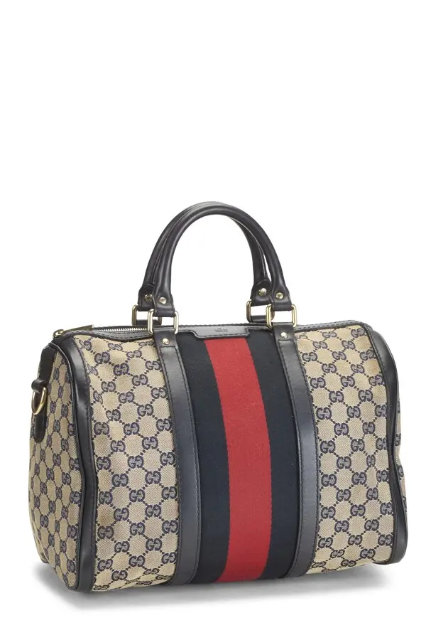 Gucci Gg Canvas Vintage Web Boston Bag - Navy